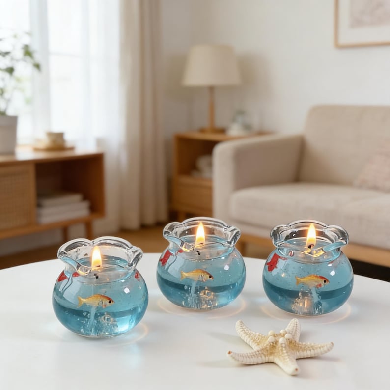 Handmade Fish Tank Candle, Home Living Decor, Fishbowl Scented Candle ...
