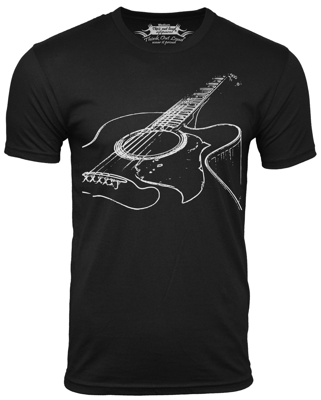 Acoustic Guitar T-shirt Musician Tee Think Out Loud Apparel Guitar ...