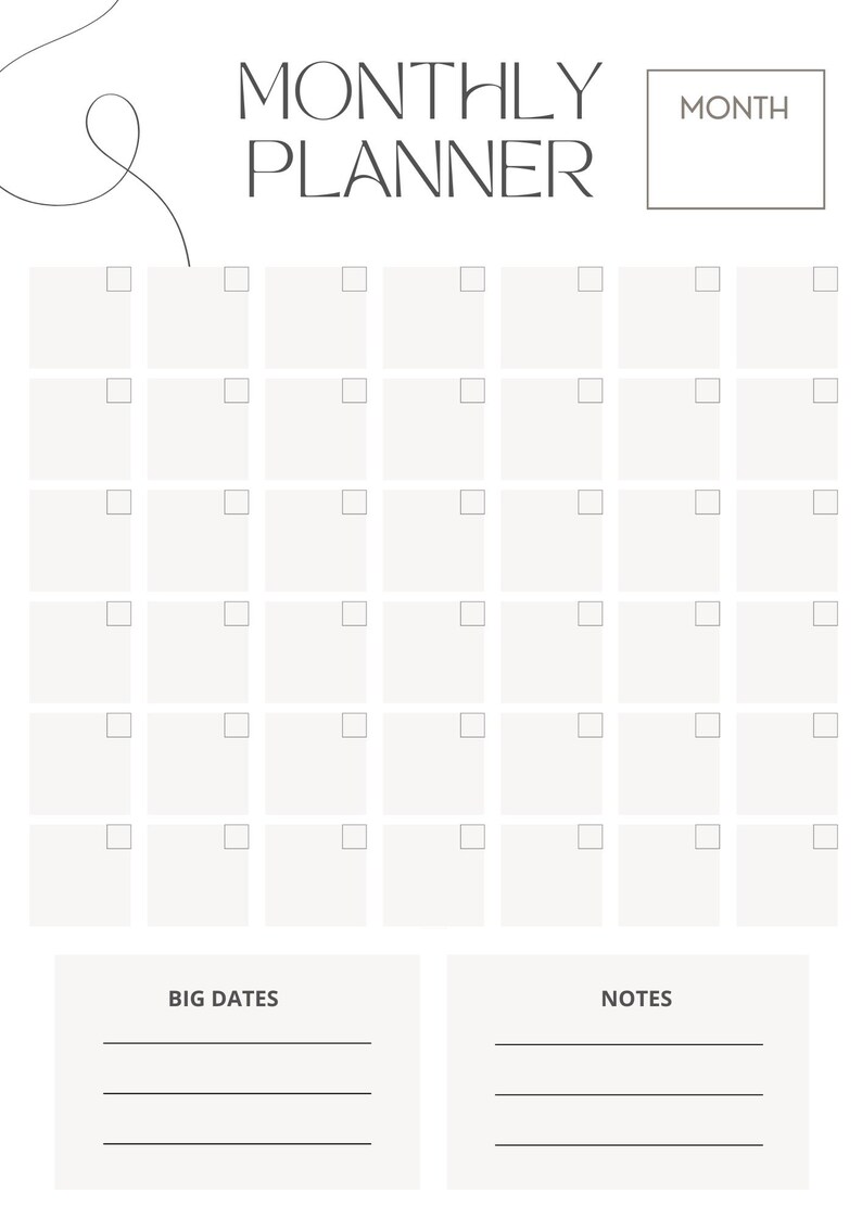 Undated Monthly Planner PDF, Printable A4 Monthly Plan Template ...