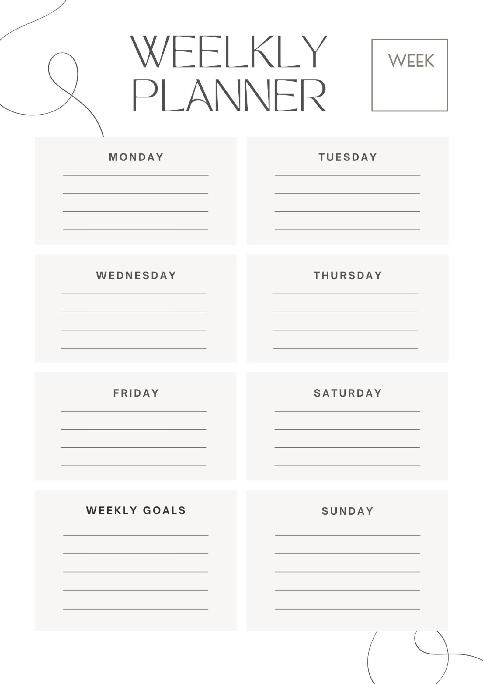 Weekly 2025 Planner, A4 Weekly Planner PDF, Minimalist Weekly Planner ...