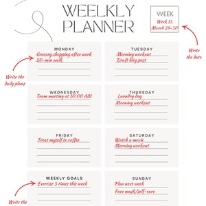 Minimalist Weekly Planner Printable A4, Productivity PDF Template ...