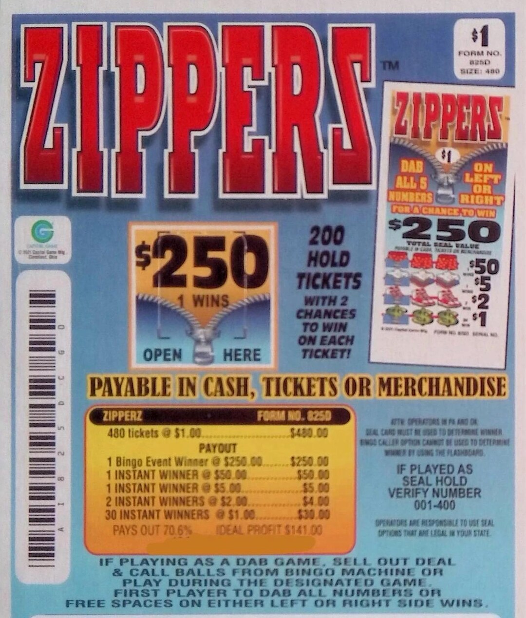 Pull Tabs Ticket for Amusement Use Only - Etsy