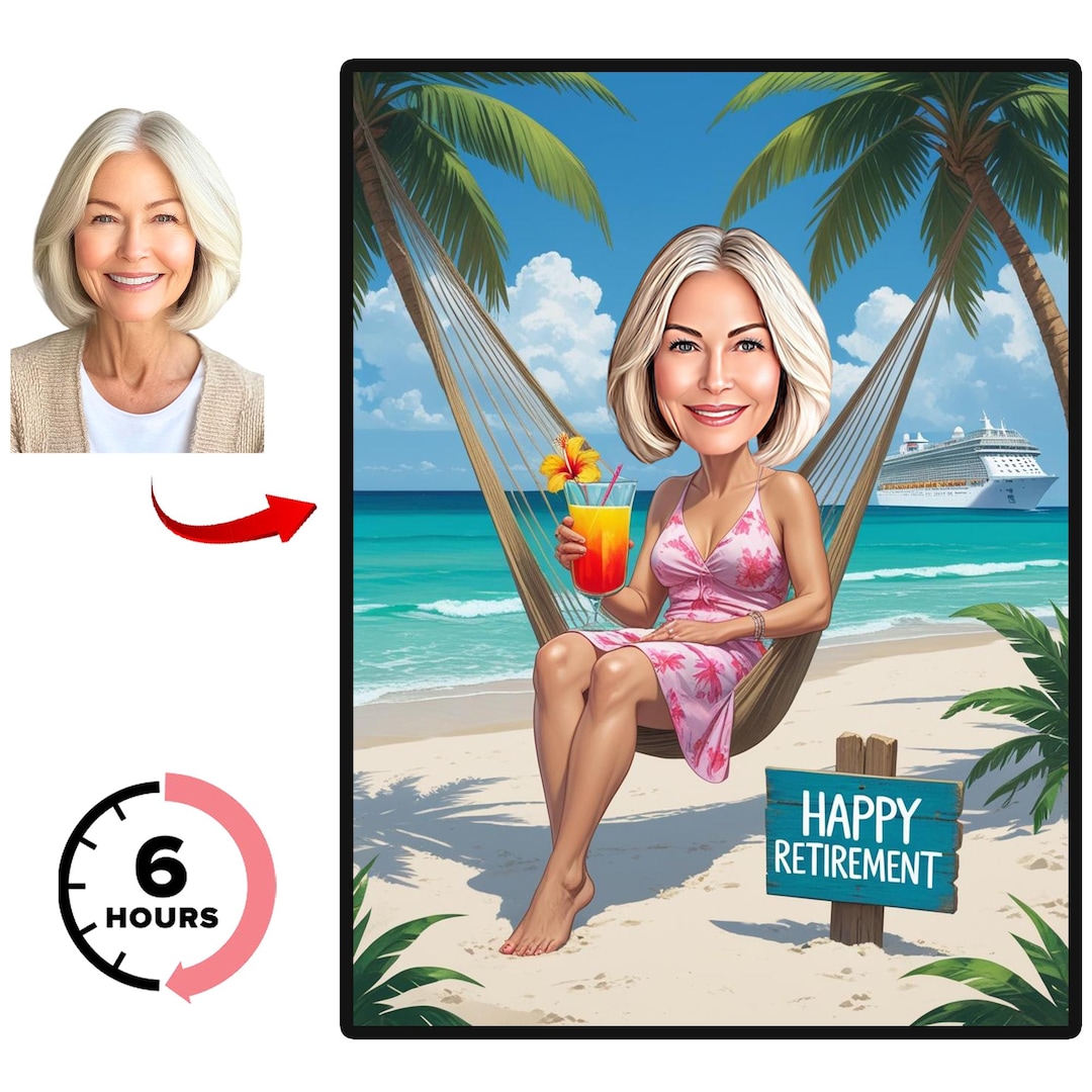 Custom Retirement Cartoon Portrait, Retirement Caricature, Retirement ...