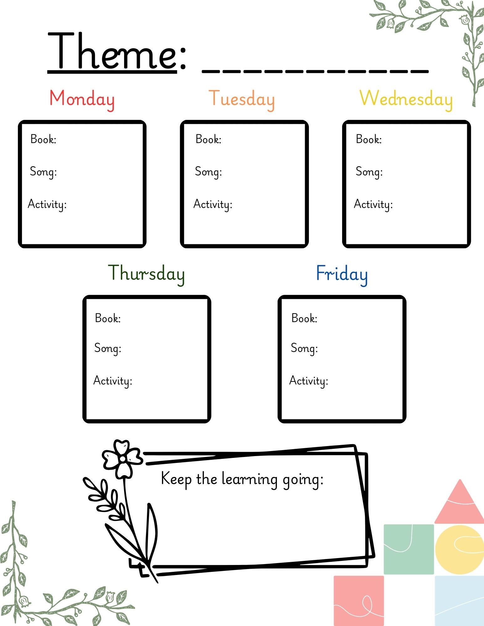 Blank Weekly Lesson Plan - Etsy