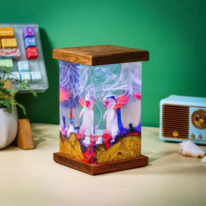 Cyndaquil Evolution Pokemon Lamp, Fire Type Starter Art Night Light ...