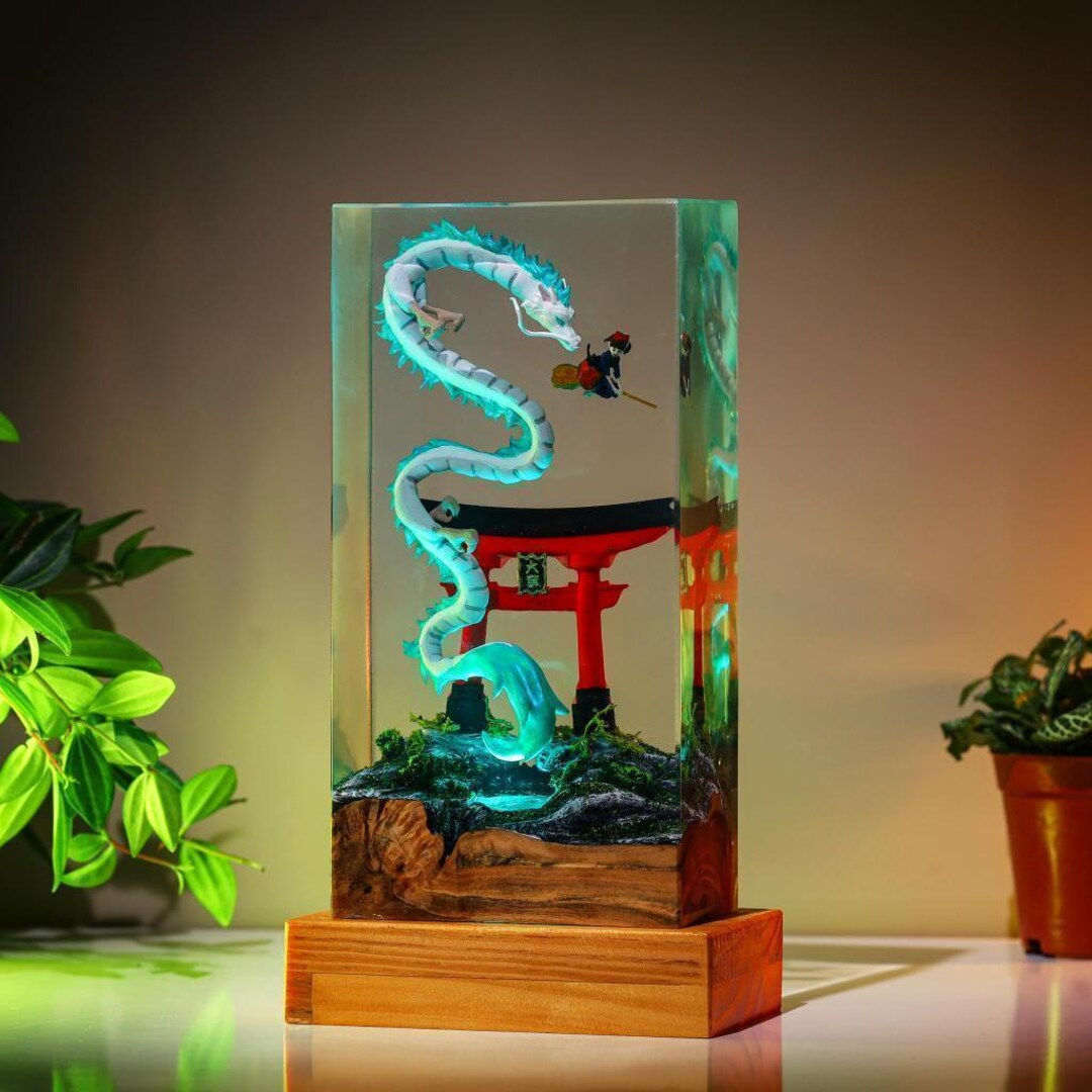 Haku & Kiki Night Light, Studio Ghibli Anime Resin Art Lamp, Kids Room ...