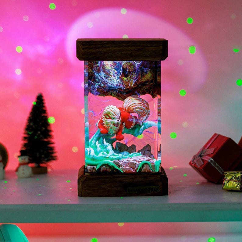 Arcanine Pokemon Resin Diorama Lamp, Fire Type Dog Pokemon Art Night ...