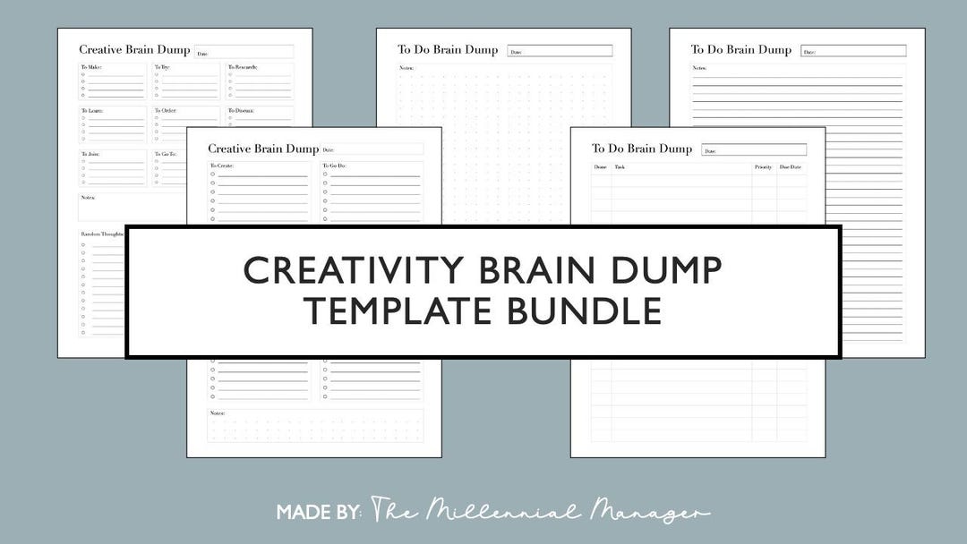 Creative Brain Dump Template | Digital Download | Capture Ideas ...