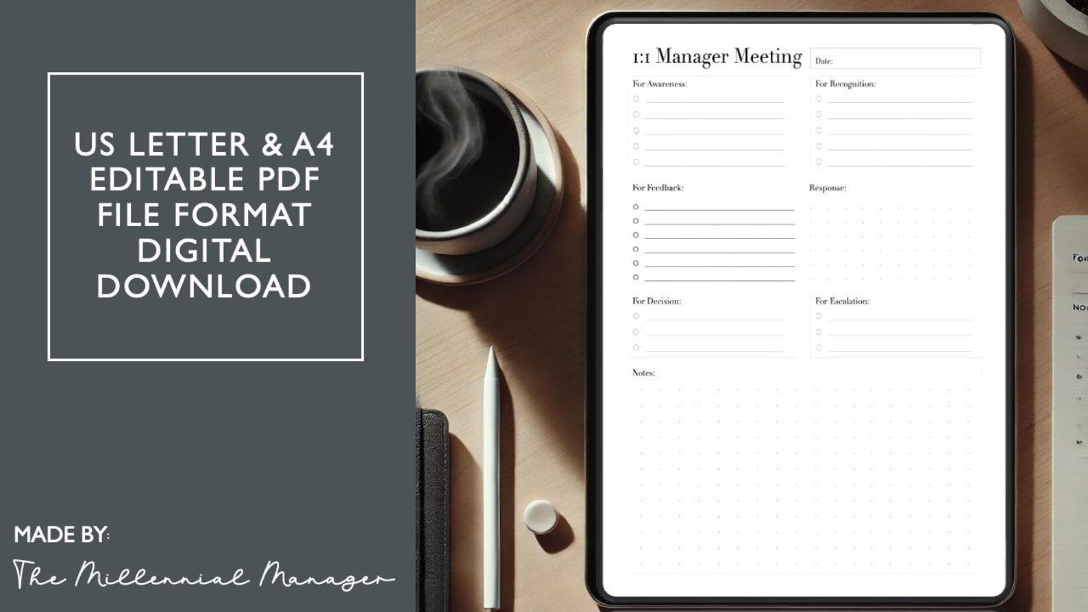 Manager 1:1 Meeting Prep Template | Digital Download | Organize Your ...