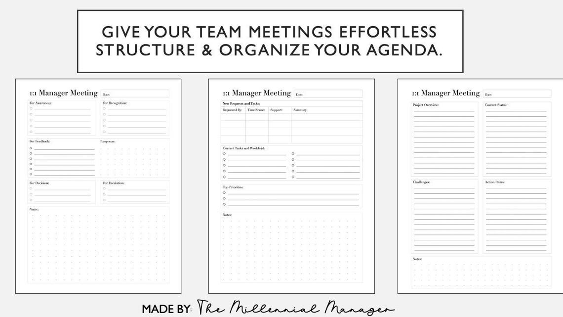 Manager 1:1 Meeting Prep Template | Digital Download | Organize Your ...