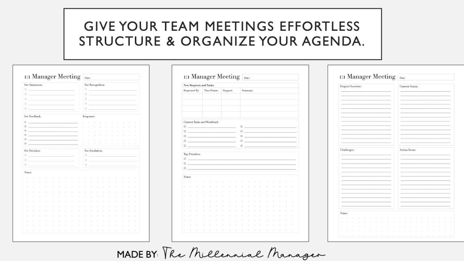 Manager 1:1 Meeting Prep Template | Digital Download | Organize Your ...