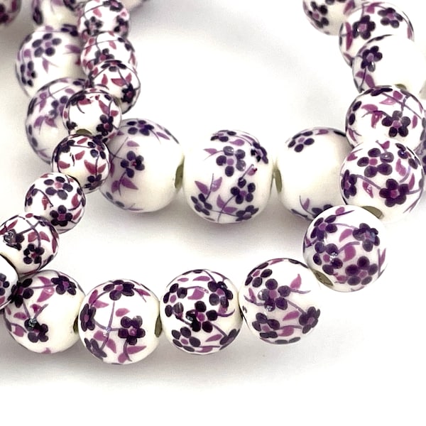 Purple Flower Beads - Etsy