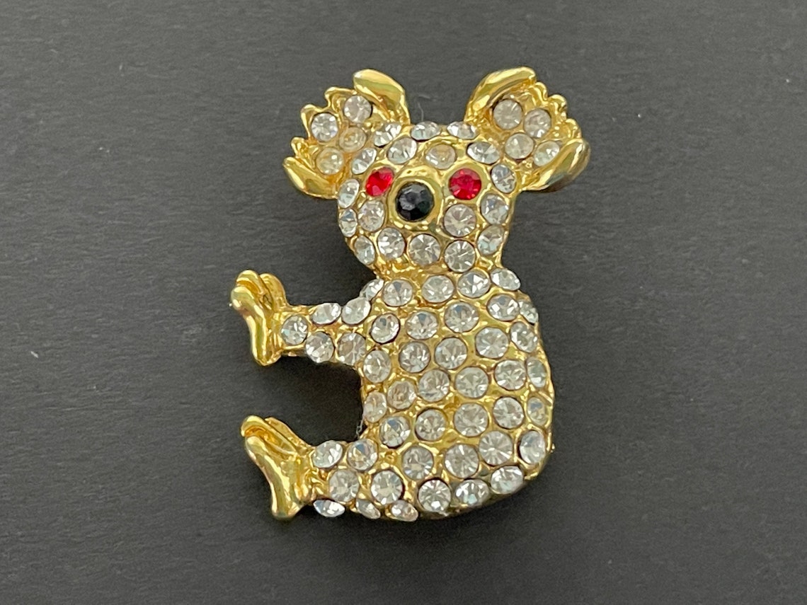 Rhinestone Koala Brooch for Women Vintage Jewelry Gold - Etsy