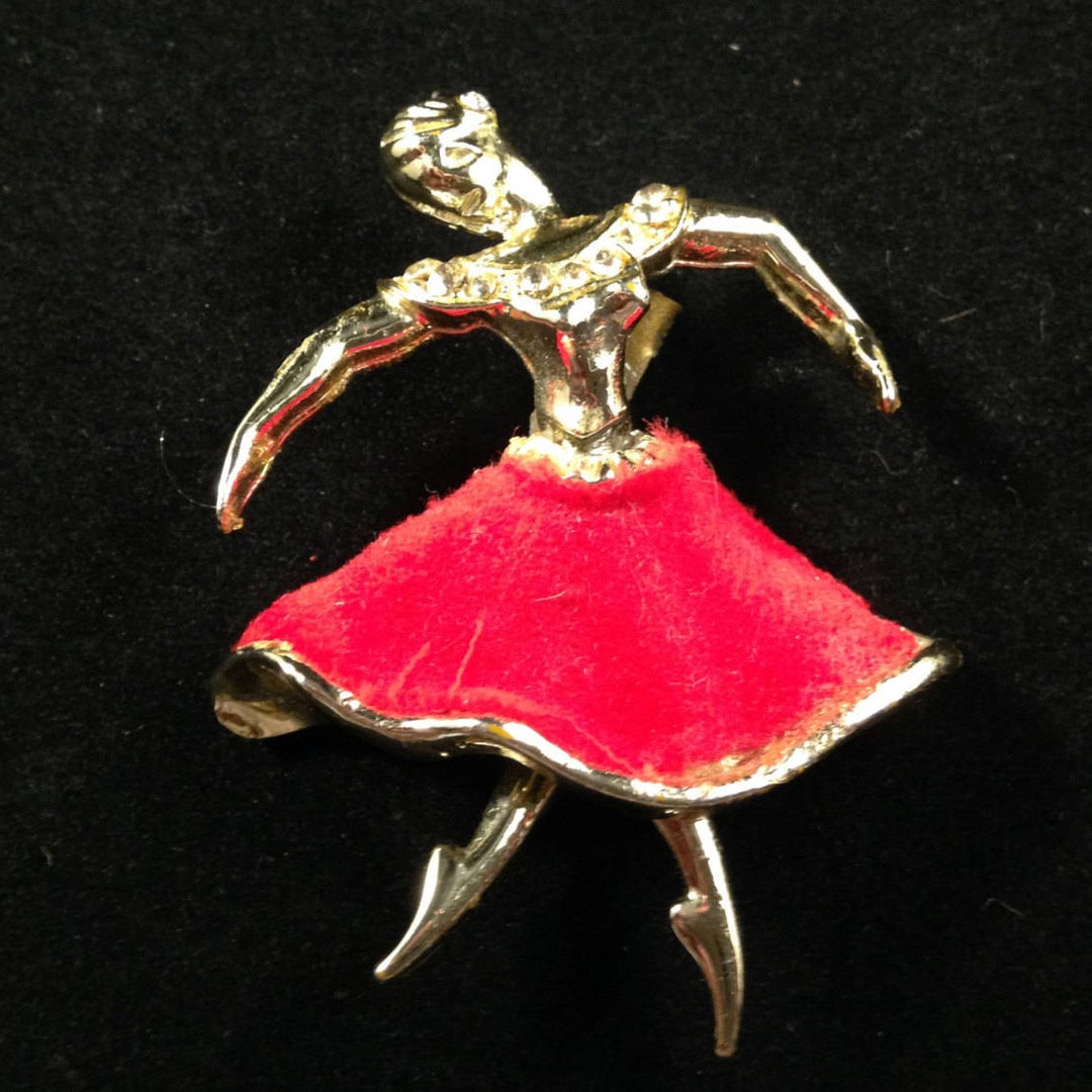 Ballerina Pin, 50s Vintage Jewelry, Rhinestone Jewelry, Ballet Jewelry ...