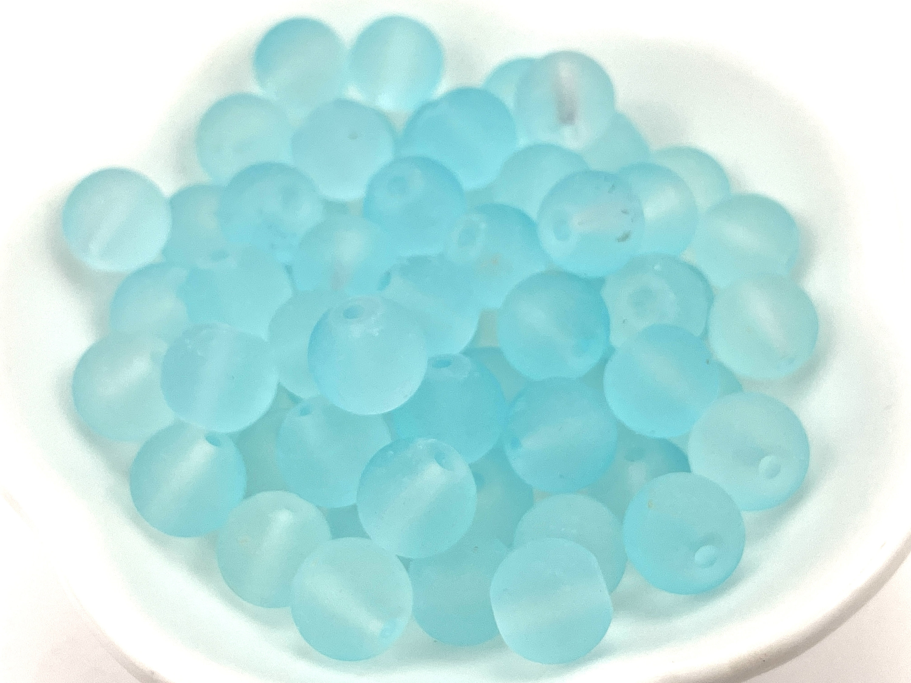 50 Pcs Frosted Light Blue Beads for Jewelry Making, 4mm 6mm 8mm 10mm ...