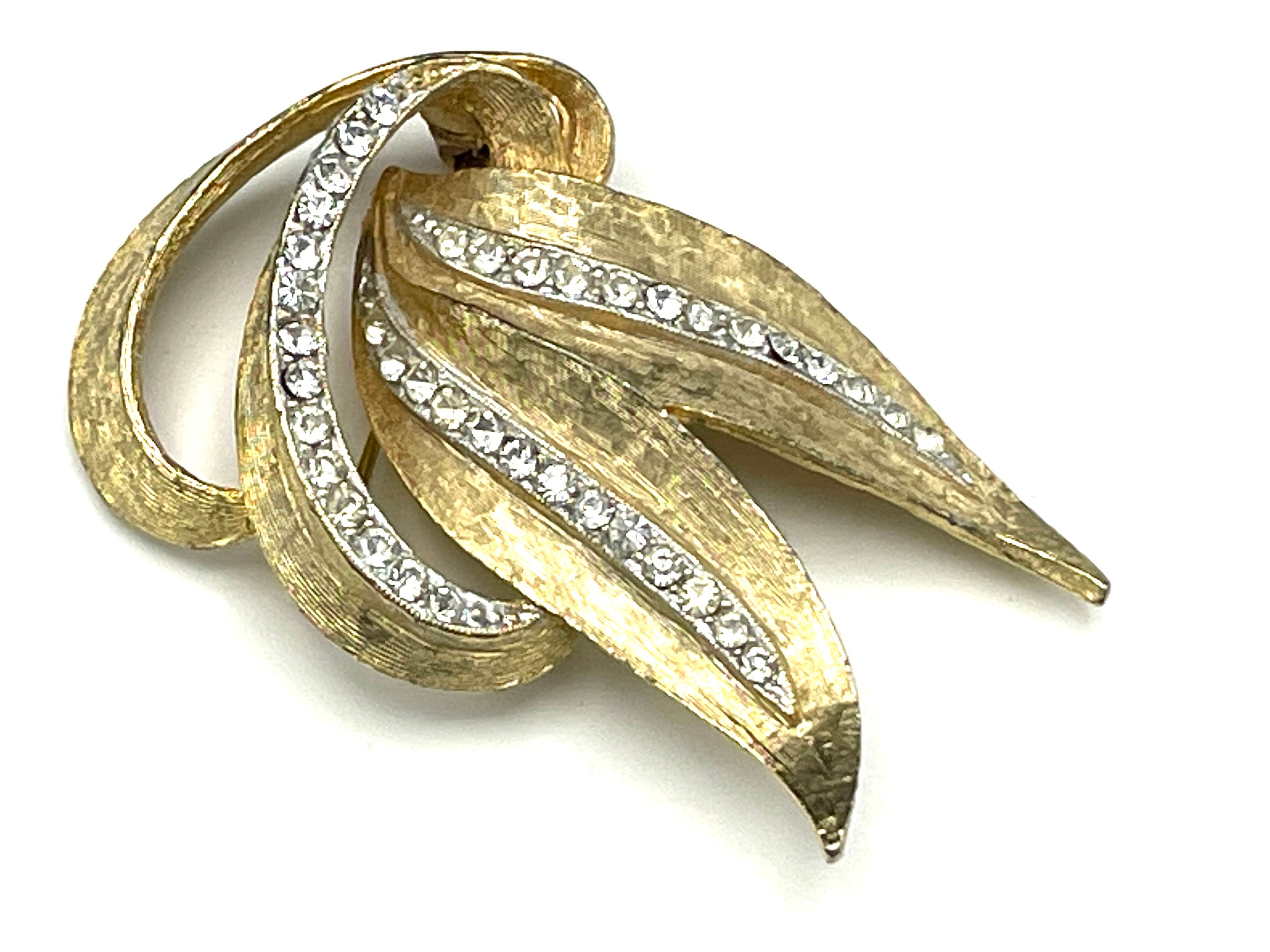 60s Vintage Rhinestone Swag Brooch for Women, Mid-century Jewelry ...