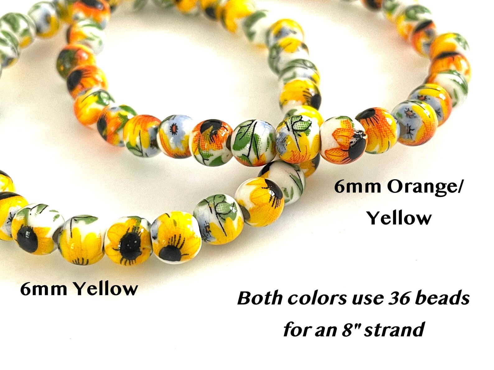 50 Pcs Sunflower Porcelain Beads for Jewelry Making 6mm 8mm - Etsy