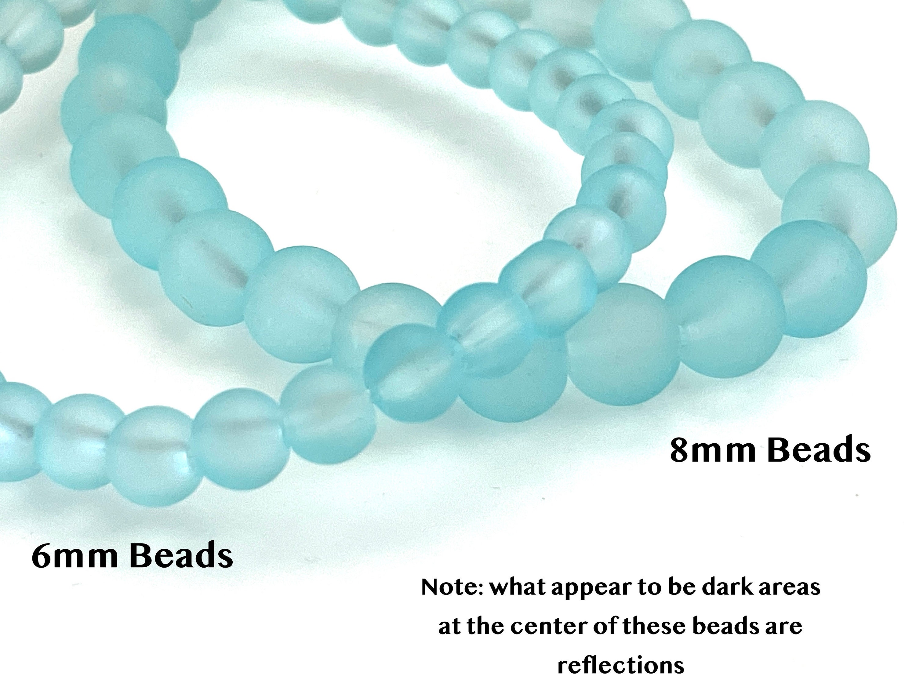 50 Pcs Frosted Light Blue Beads for Jewelry Making, 4mm 6mm 8mm 10mm ...