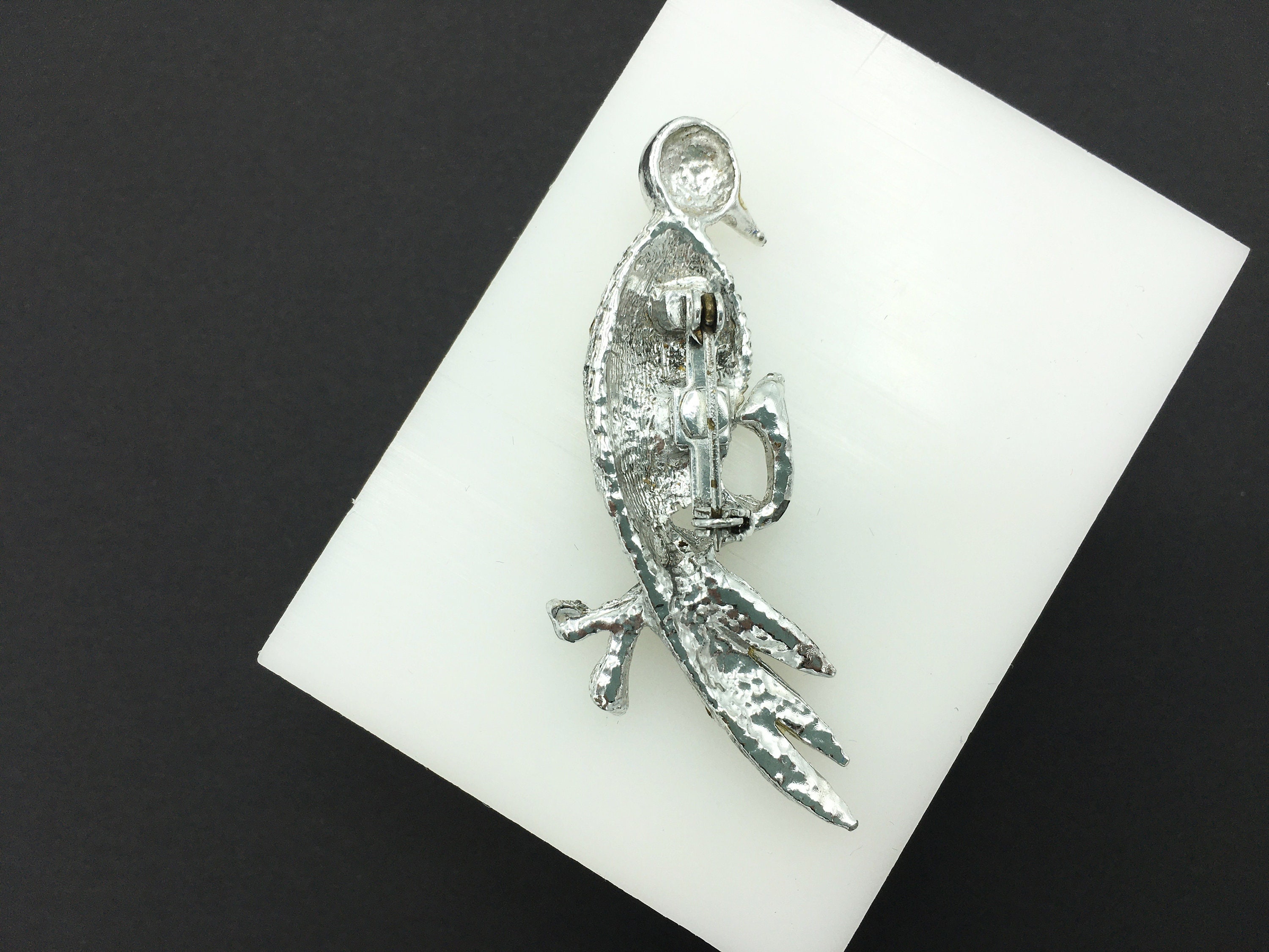 Silver Rhinestone Bird Brooch for Women 50s Vintage Animal | Etsy