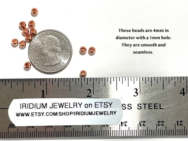 50 Pcs Metal Beads for Jewelry Making, 4mm Round Spacers, Gold, Silver ...