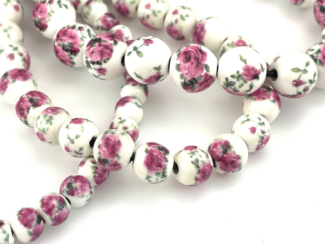 50 Pcs Red Rose Porcelain Beads for Jewelry Making, 6mm 8mm 10mm 12mm ...