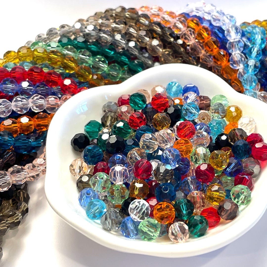 Mixed Glass Beads for Jewelry Making, Faceted 6mm Crystal Rounds, 1mm ...