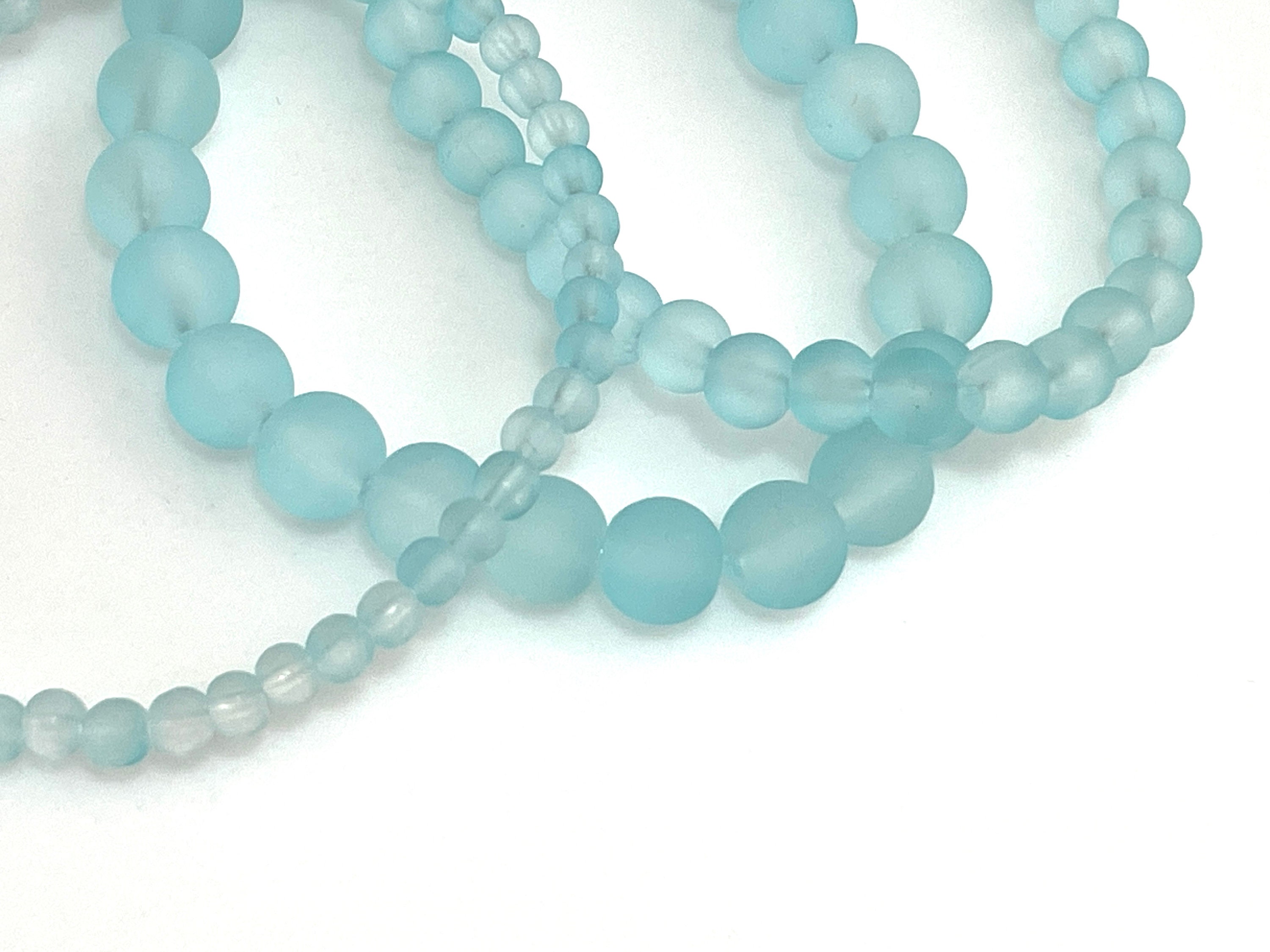 50 Pcs Frosted Light Blue Beads for Jewelry Making, 4mm 6mm 8mm 10mm ...