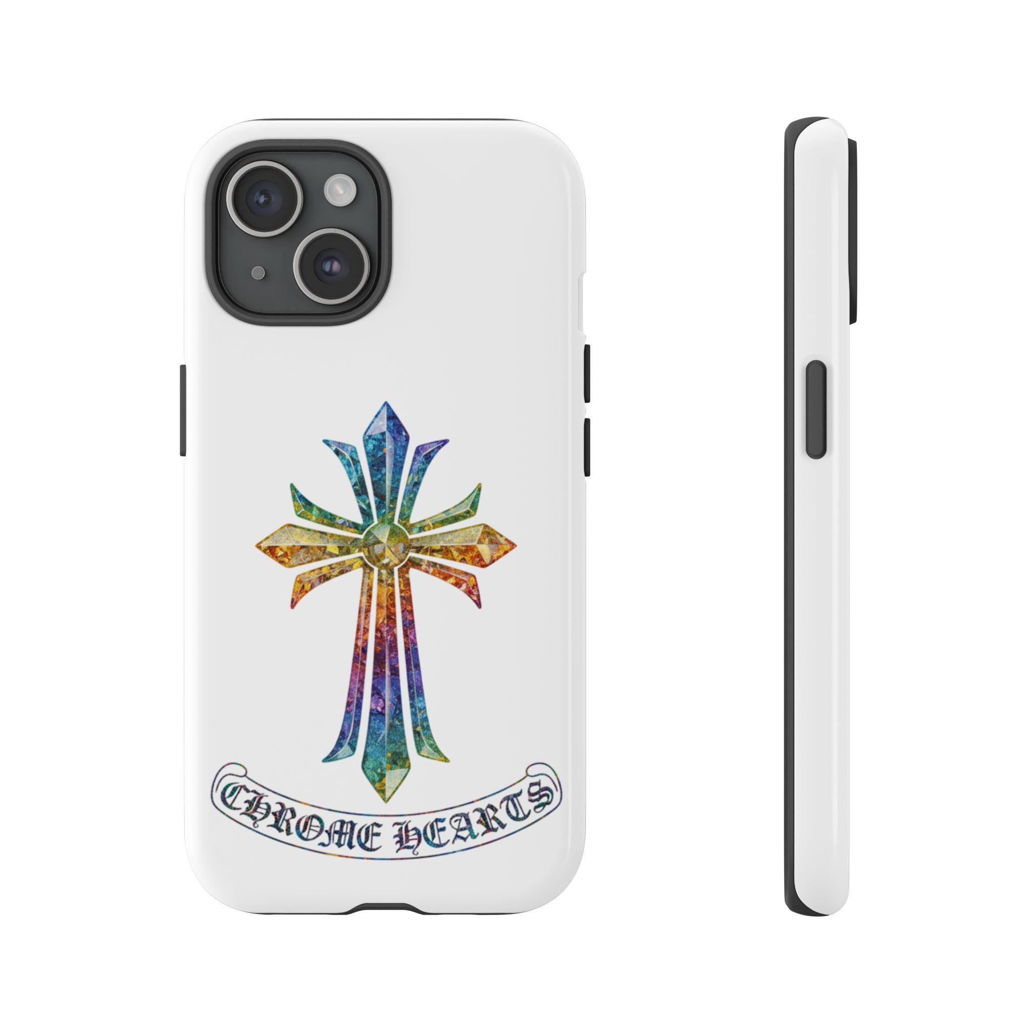 Gothic Rainbow Cross Chrome Hearts Case | Opium Aesthetic 3D Armor ...