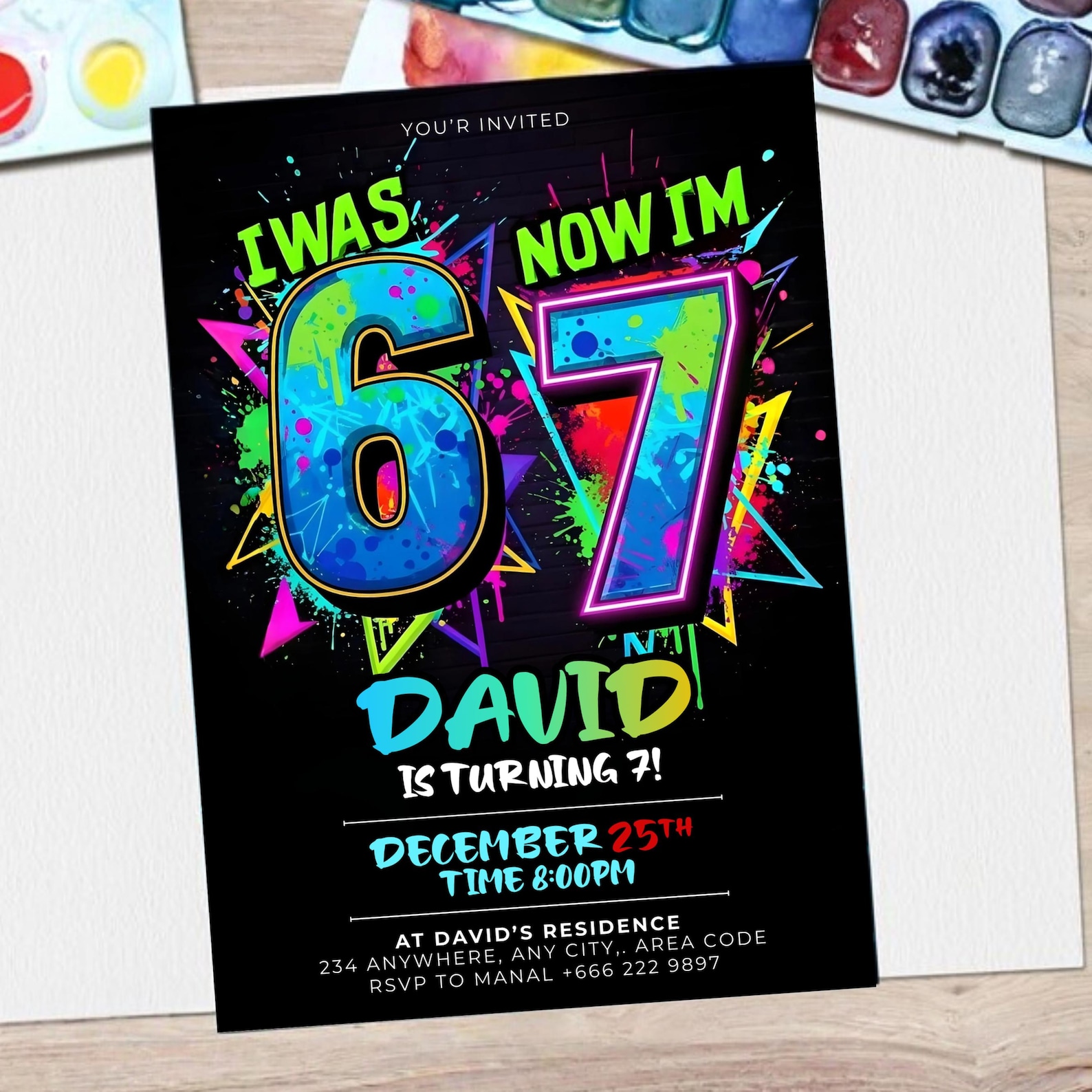 Six Seven Birthday Invitation, I Was 6 Now I’m 7 Invite, Editable Party ...