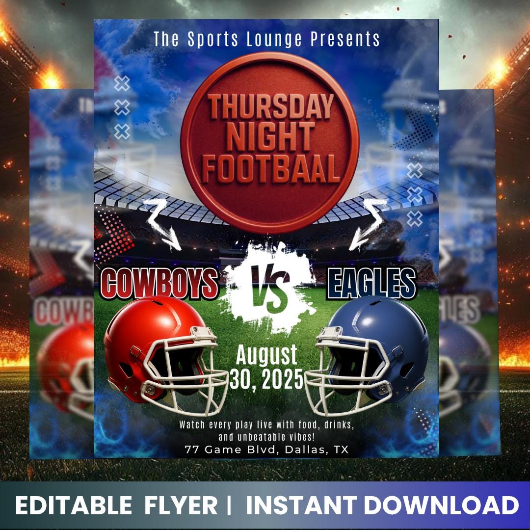 Thursday Night Football Flyer, Editable Game Day Invitation, Football ...