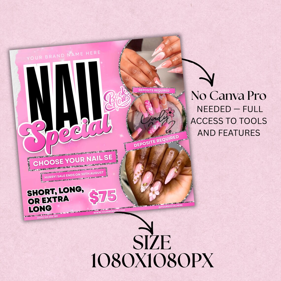 Nail Special Flyer, Nail Flyer, Nail Sale Flyer, Booking Flyer, Salon ...