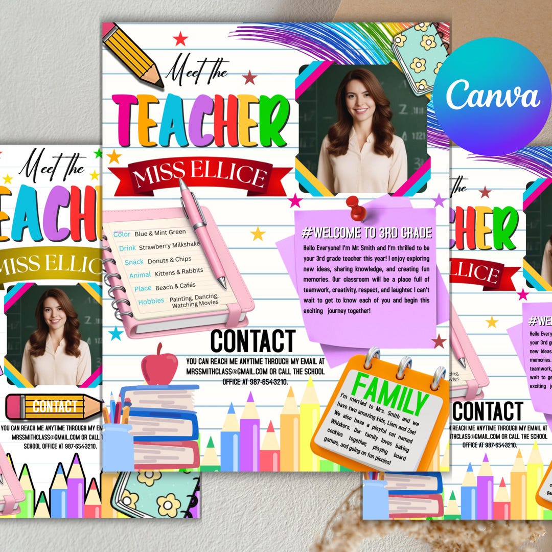 Meet the Teacher Classroom Printable, Teacher Introduction, Back to ...