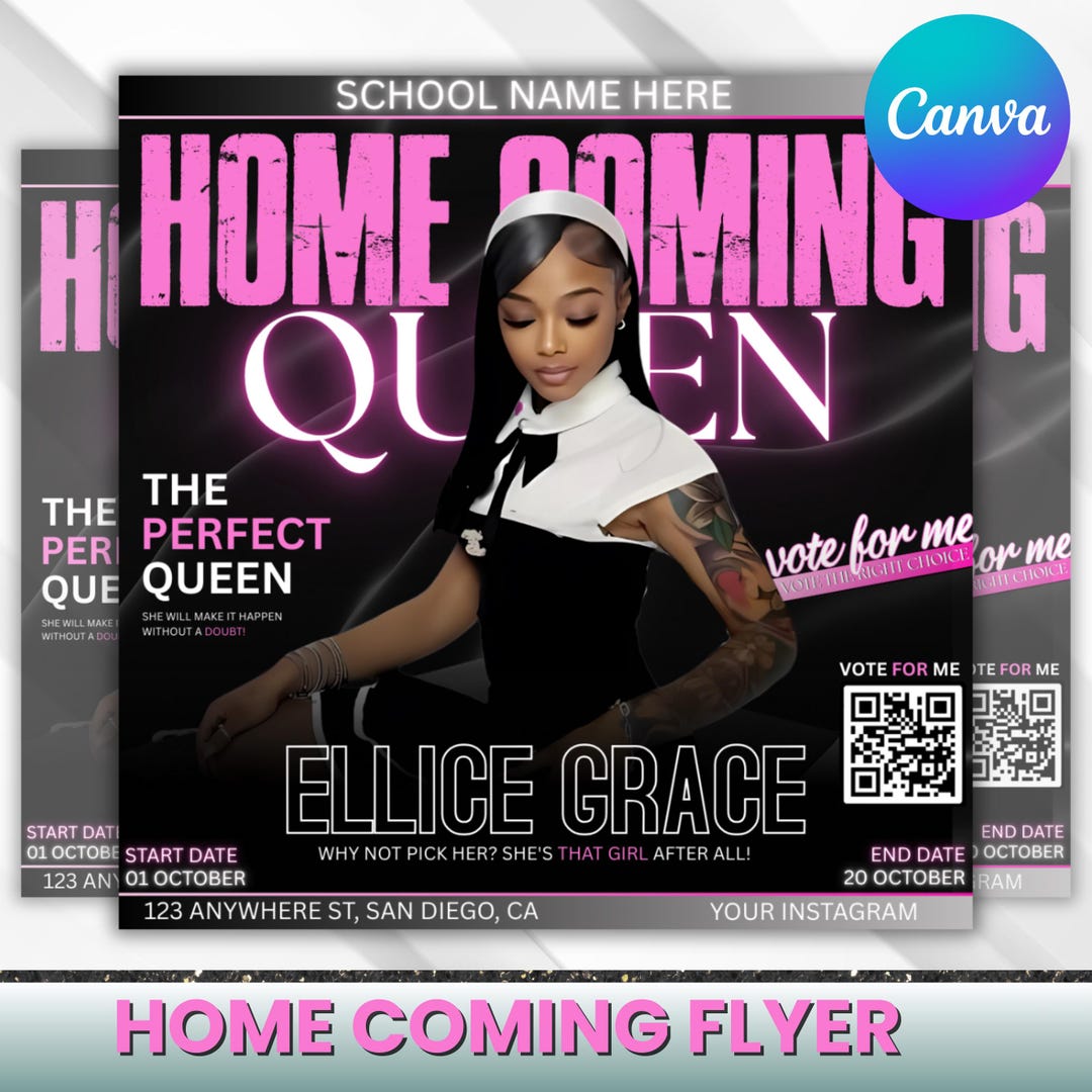 Homecoming Flyer Template, DIY HOCO Flyer, Homecoming Queen & King Vote ...