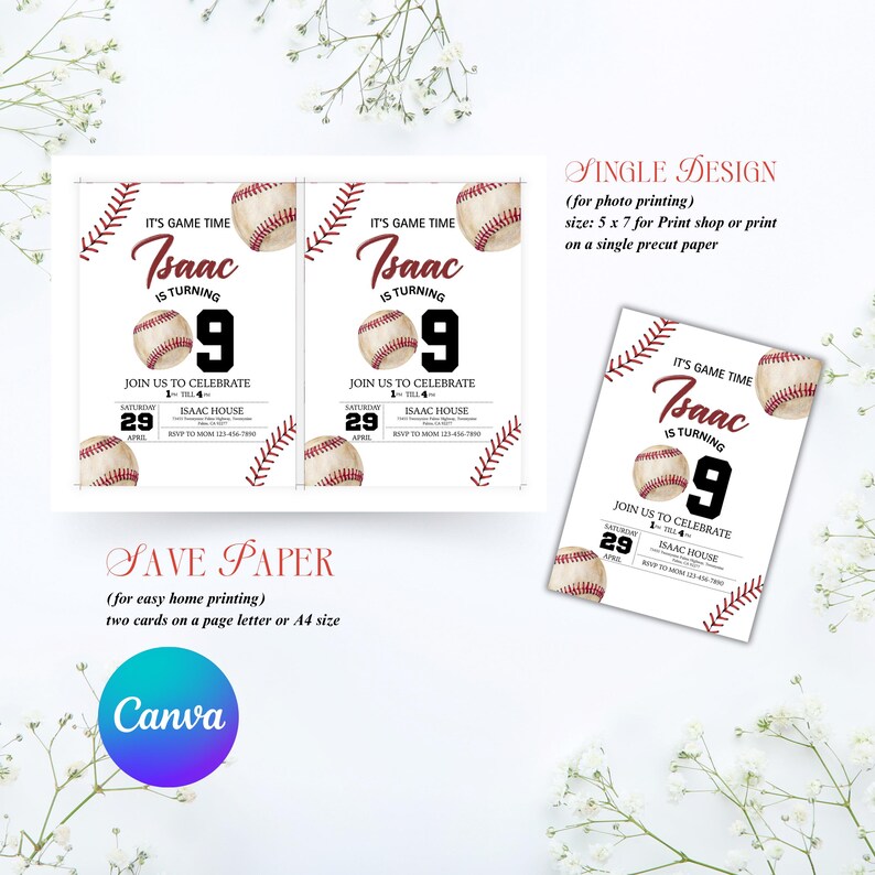 Baseball Birthday Party Invitation, Sports Birthday Invitation, Swing ...