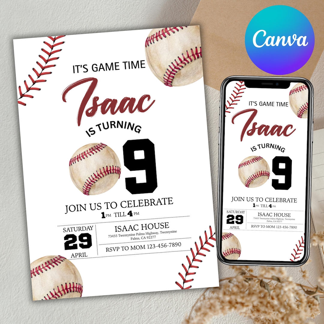 Baseball Birthday Party Invitation, Sports Birthday Invitation, Swing ...