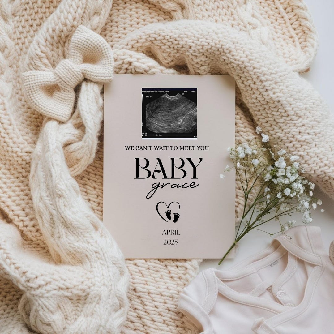 Neutral Pregnancy Announcement, Baby Announcement Template, Spring ...