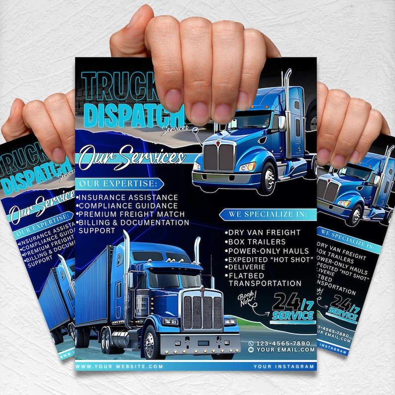 Truck Dispatcher Flyer, Editable Trucking Flyer, Trucking Services ...