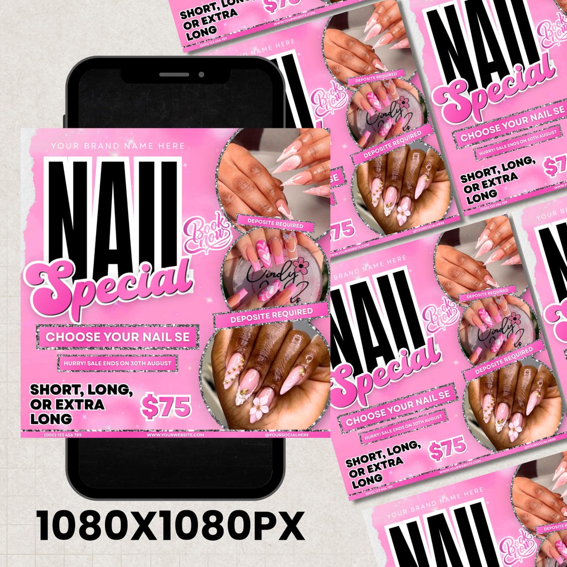 Nail Special Flyer, Nail Flyer, Nail Sale Flyer, Booking Flyer, Salon ...