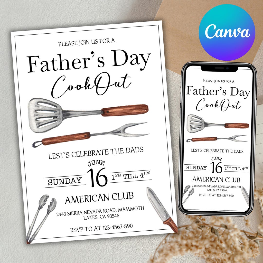 Father Day Invitation, Father's Day Cookout Invite, Summer Cookout ...