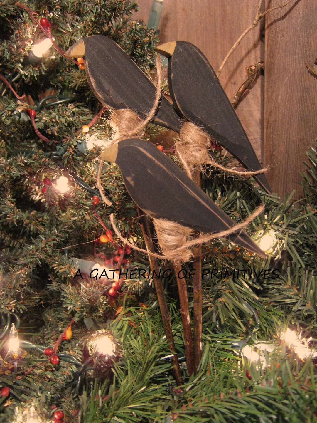 3 Primitive Black CROWS Patriotic Harvest Garden Pokes Poke Tuck on ...