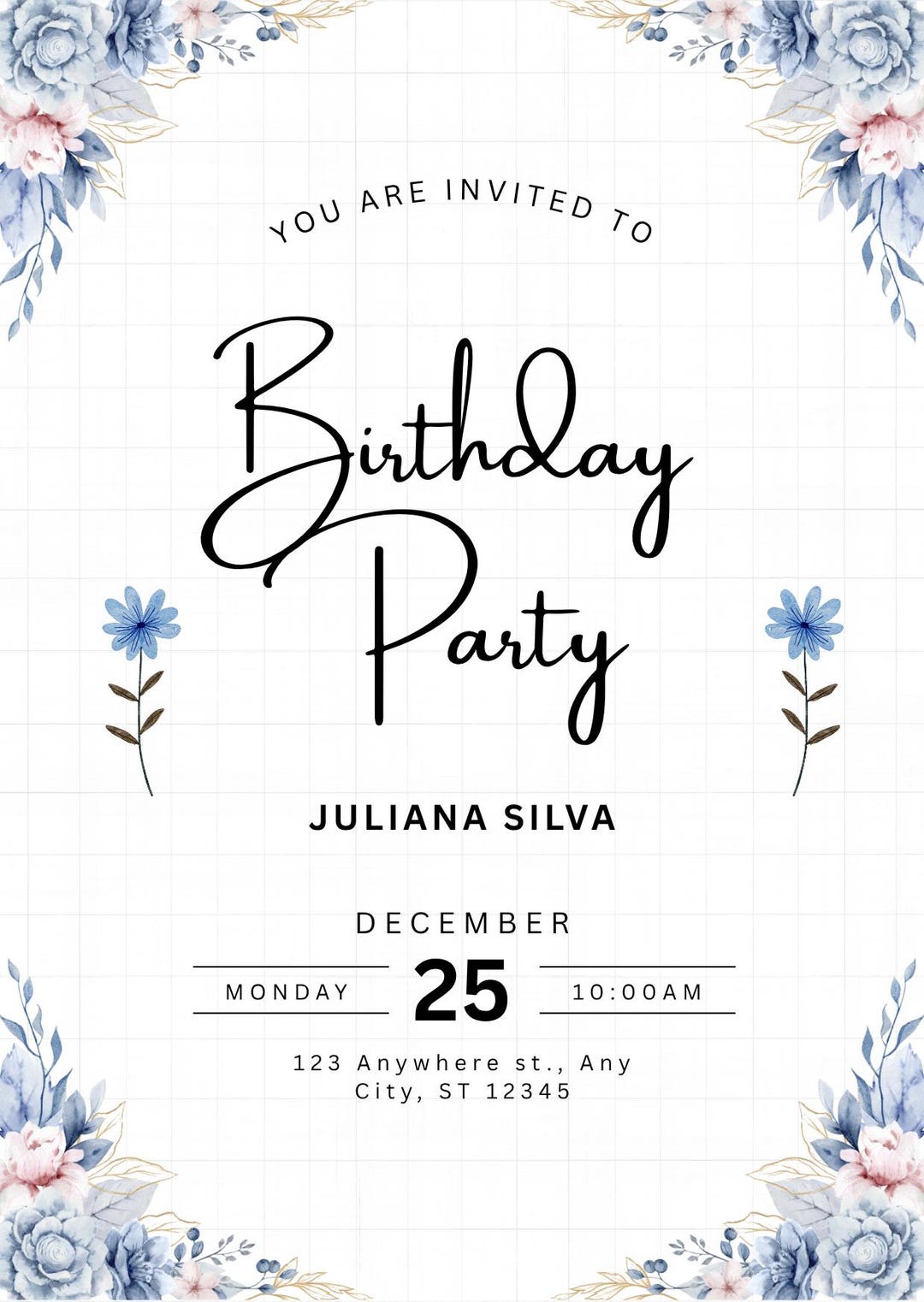Editable Birthday Party Invitation Template: DIY Printable Canva Invite ...