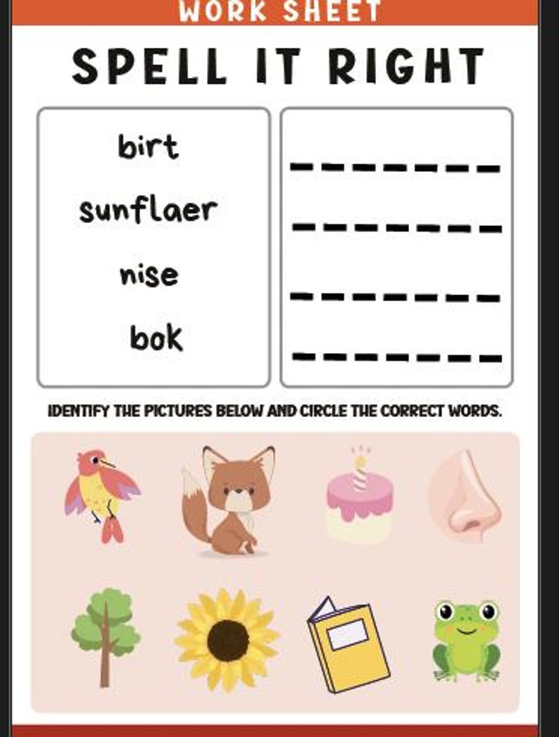 Spelling Activity Book: Misspelled Word Game for Kids Ages 4-7 (PDF ...