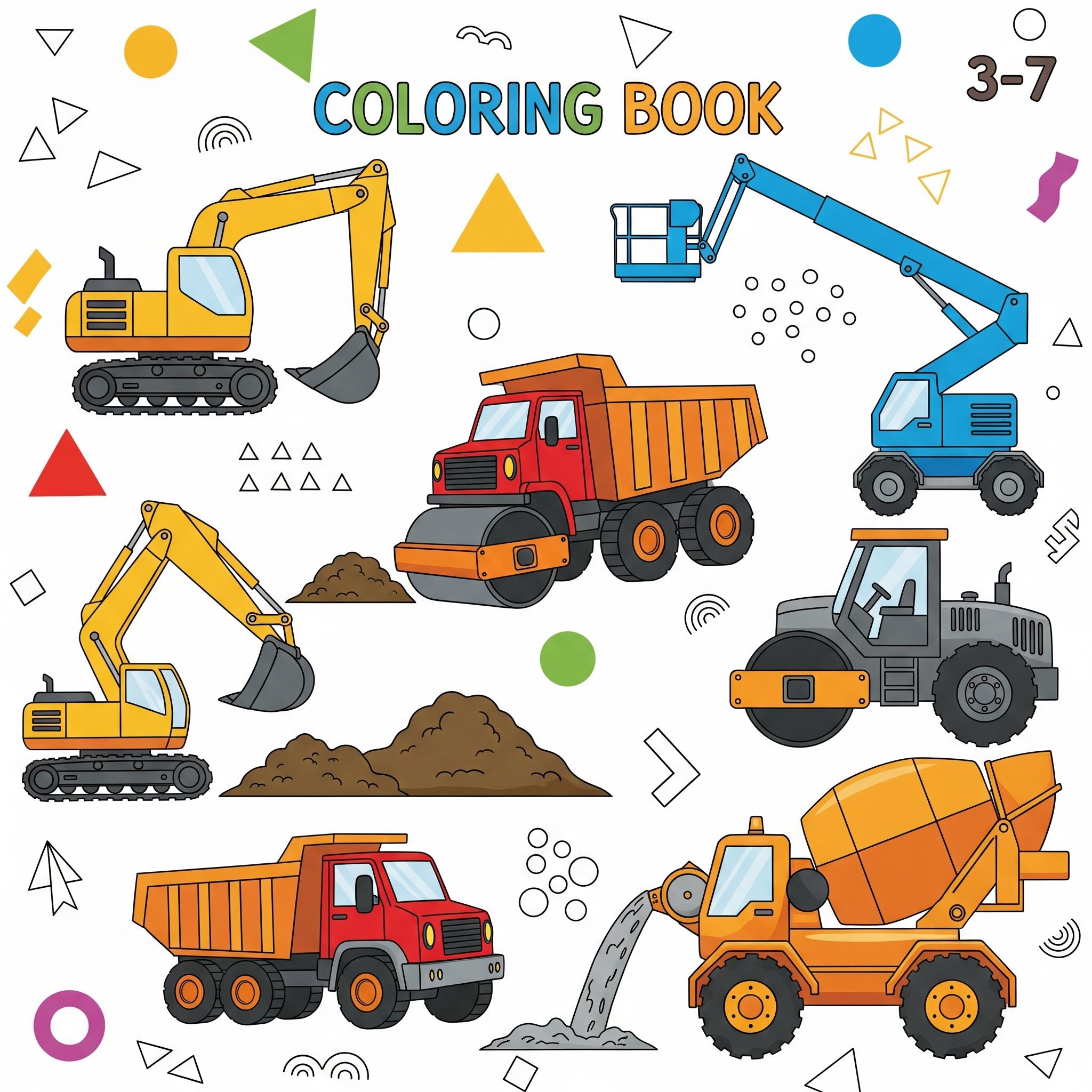 Big Trucks Colouring Book for Kids Ages 3-7 | 40-page Construction ...
