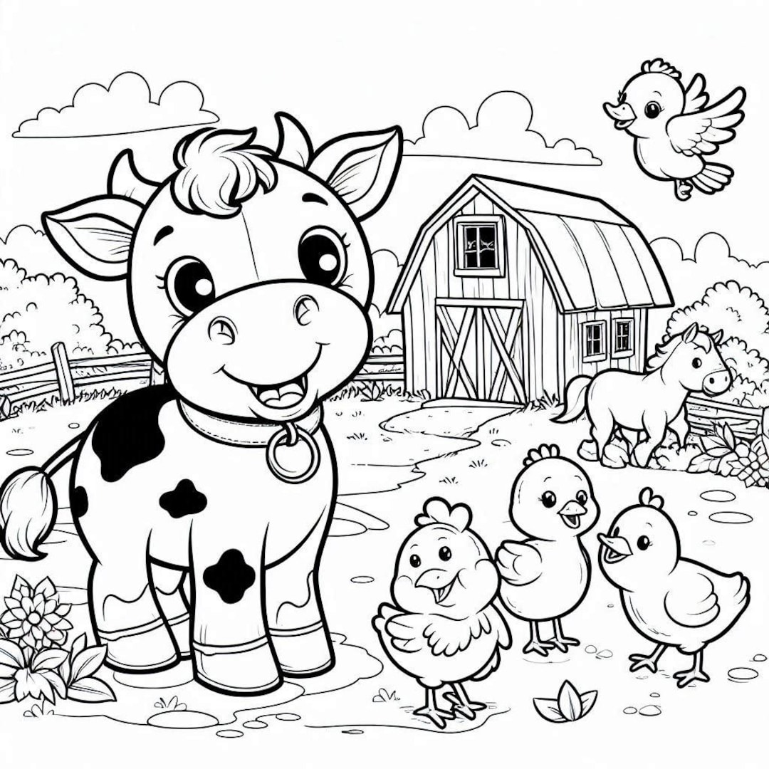 Farm Animal Coloring Pages: Fun Printable Activity Book (digital ...