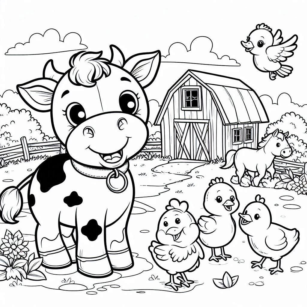 Farm Animal Coloring Pages: Fun Printable Activity Book (digital ...