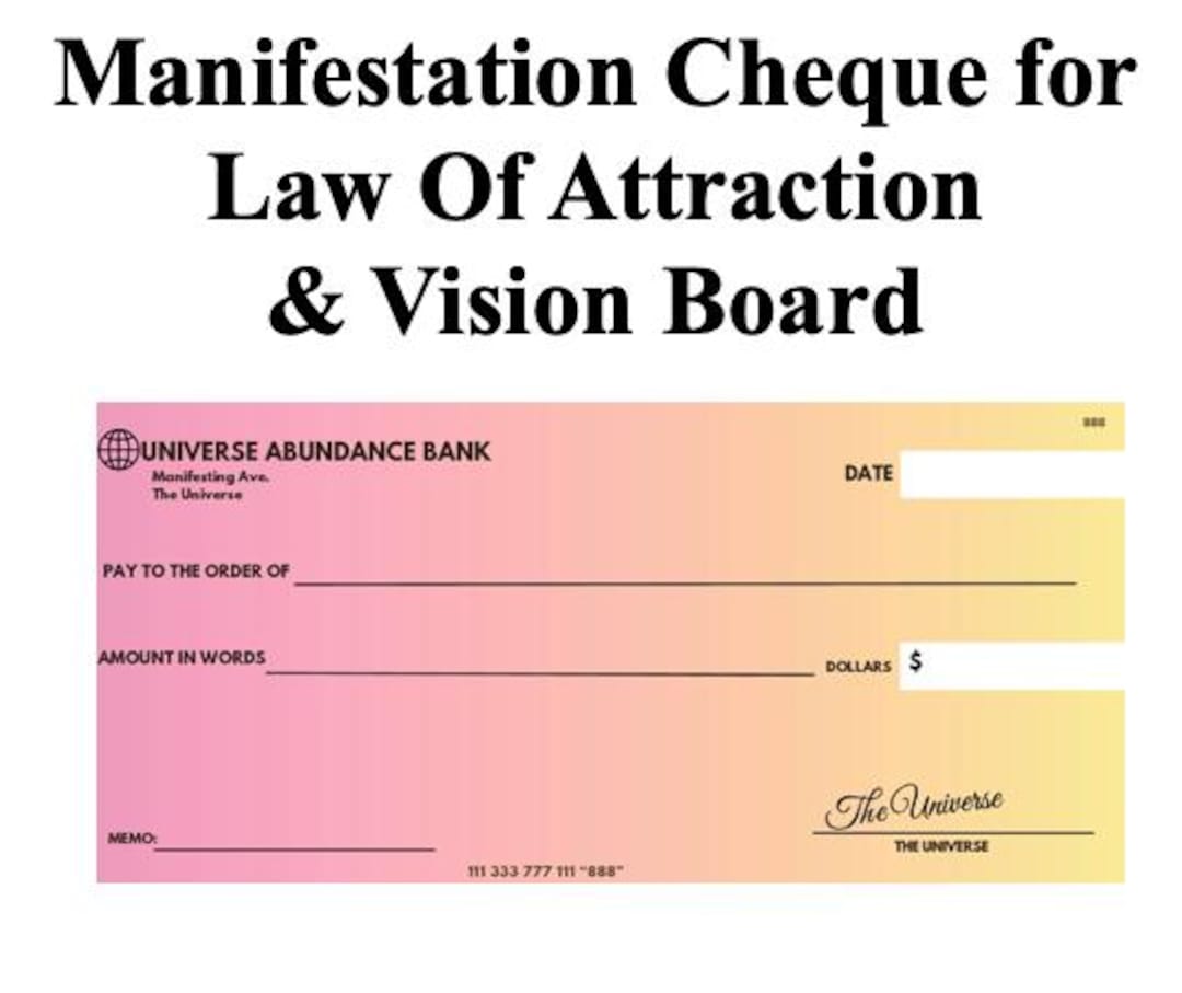 Manifestation Cheque Printable | Digital Download | Vision Board ...