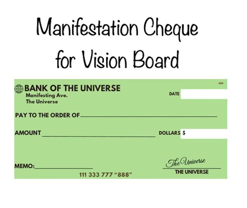 Manifestation Cheque | Law of Attraction Check | Vision Board Digital ...