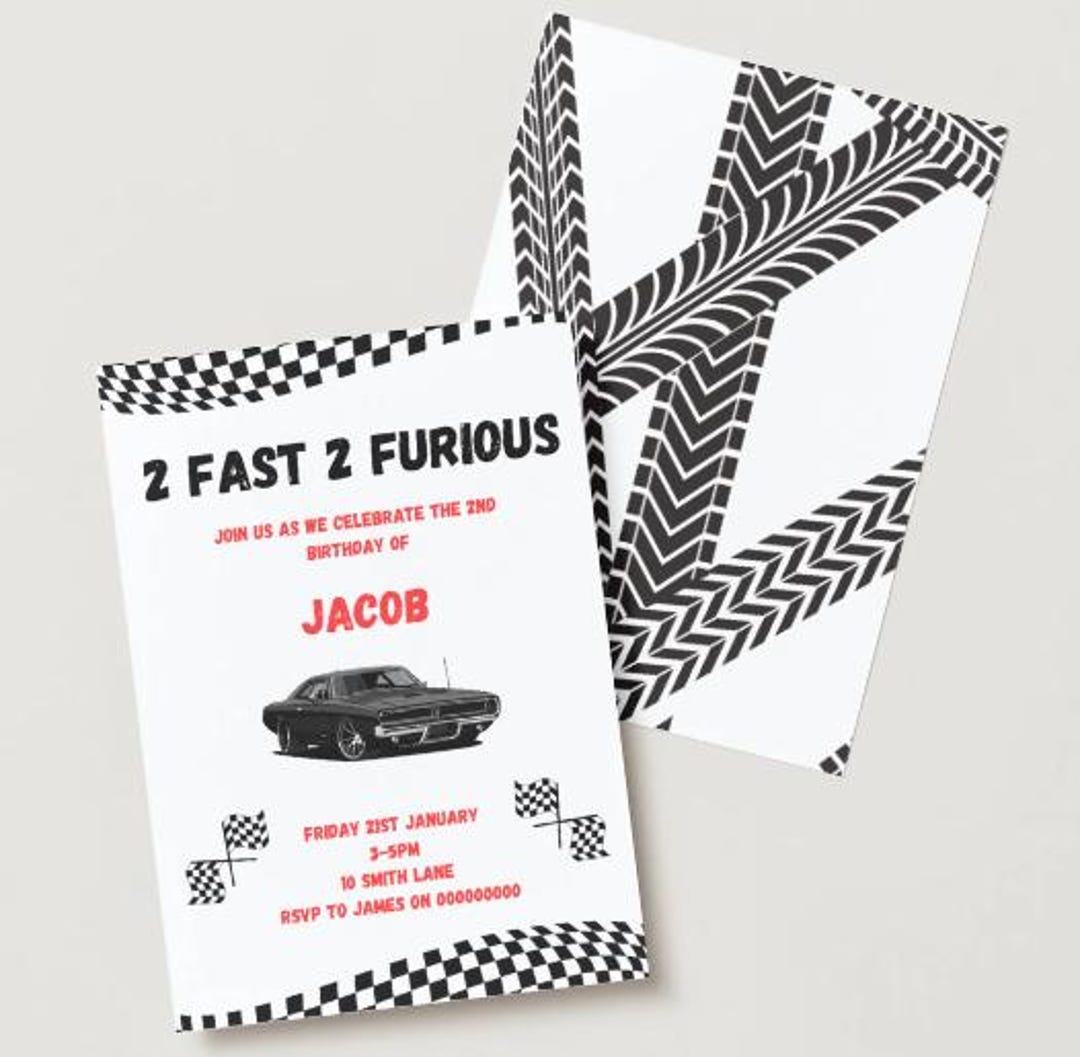 2nd Birthday Invite - 2 FAST 2 FURIOUS - Etsy