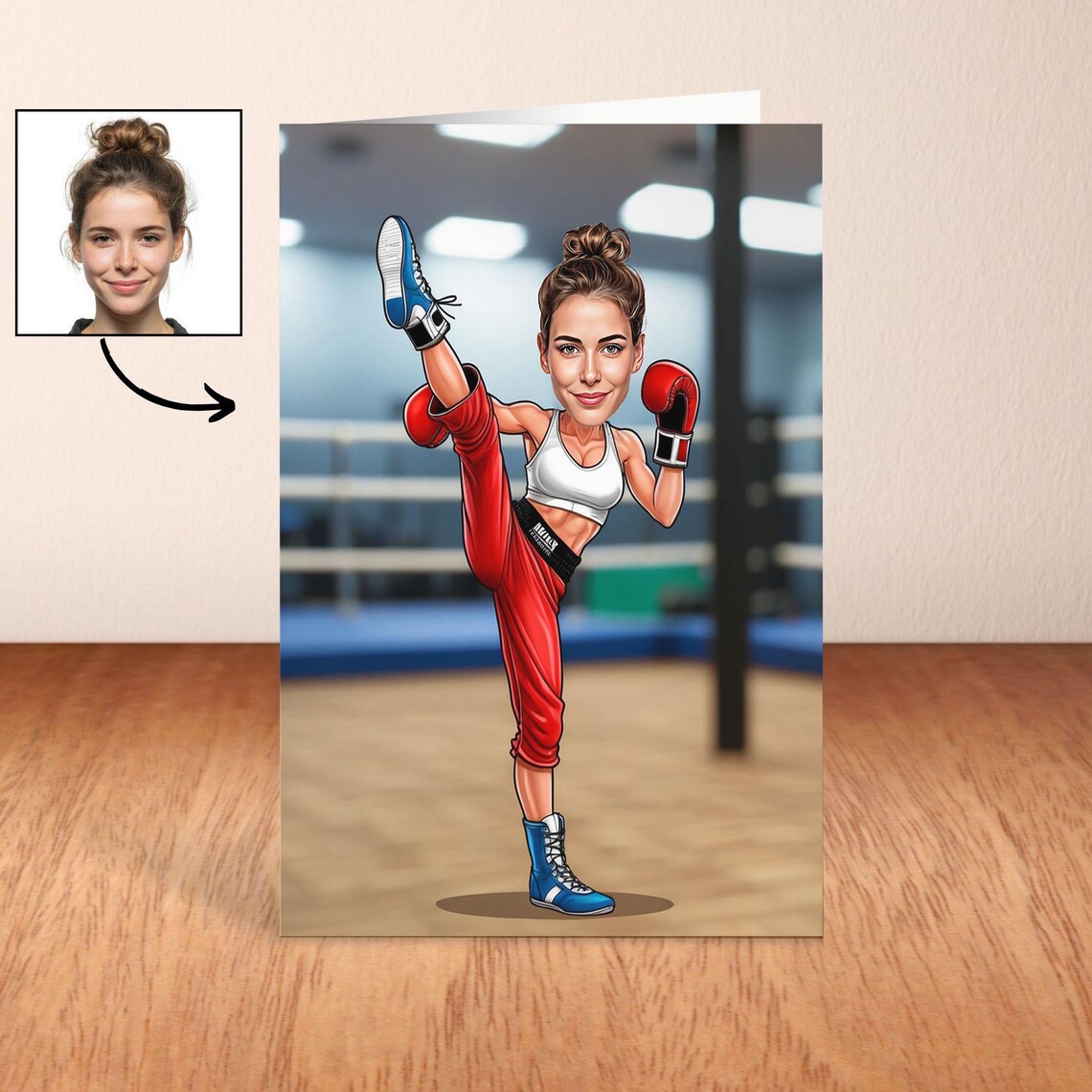 Kickboxing Cartoon Portrait, Kickboxing Gift, Custom Kickboxing ...