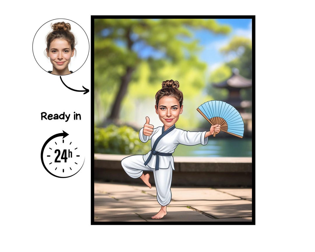 Tai-chi Cartoon Portrait, Tai-chi Gift, Custom Tai-chi Caricature, Tai ...